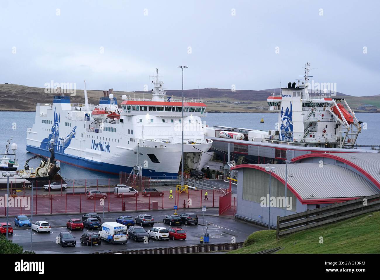The Northlink MV Hrossey vehicle and passenger ferry at the ferry ...