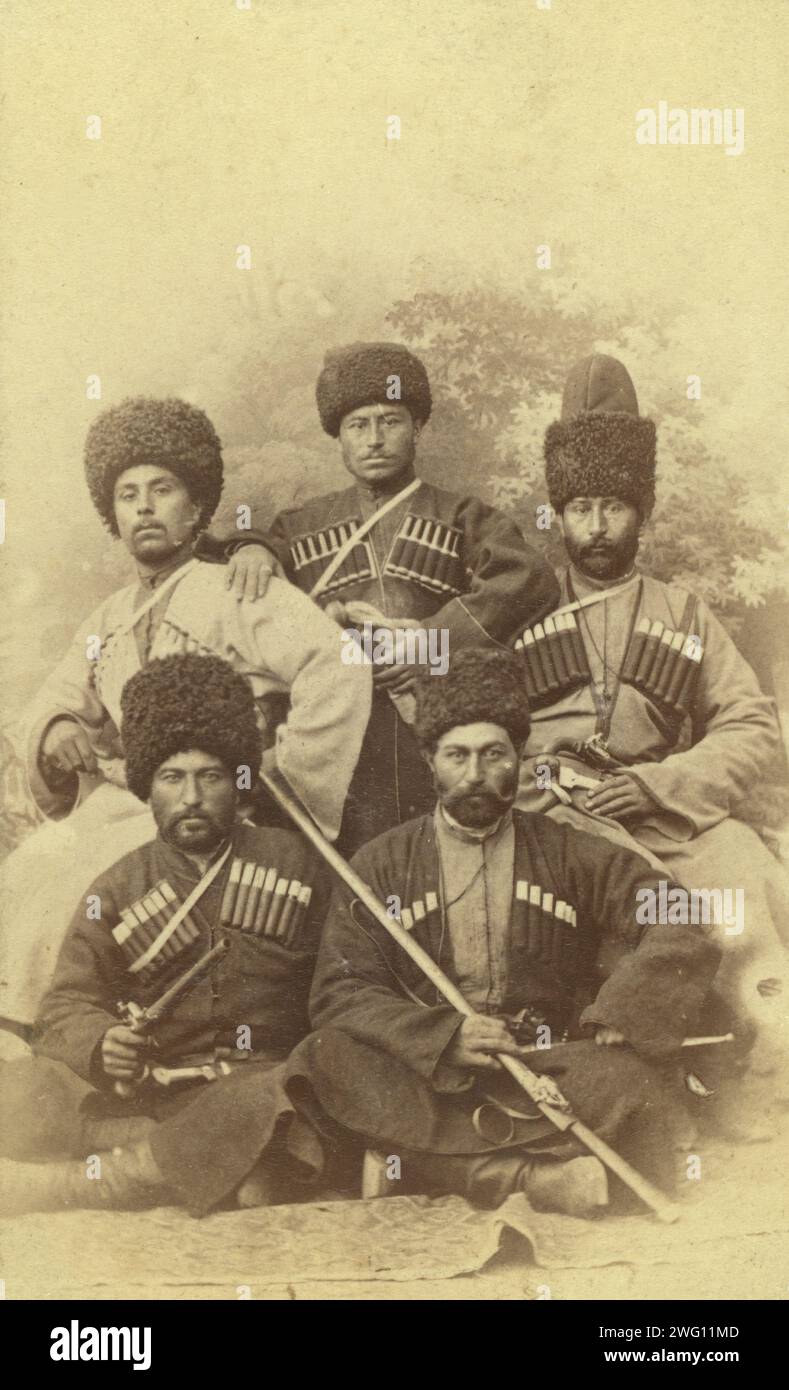 Group portrait of five men, seated, facing front, between 1870 and 1886 ...