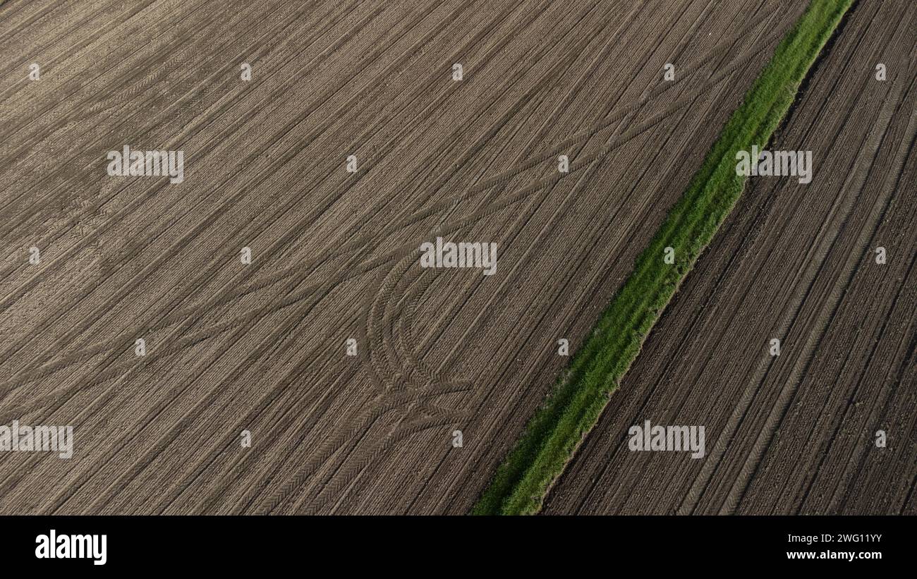 Agriculture land, different arable crops and traces of cultivation ...