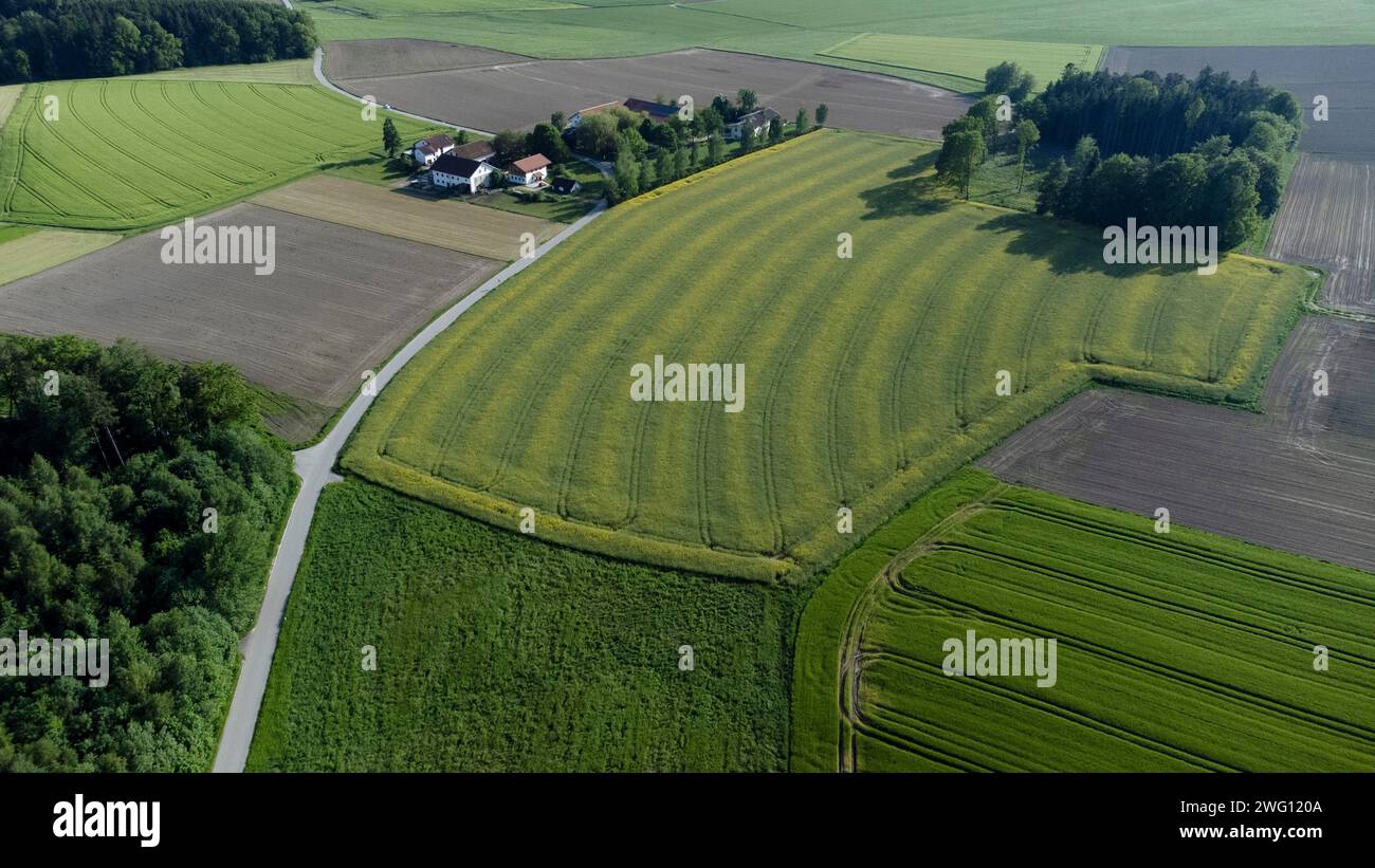 Rural landscape with a farm in a secluded location in the foothills of ...