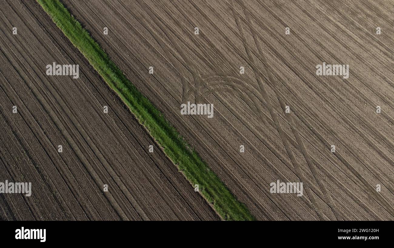 Agriculture land, different arable crops and traces of cultivation ...