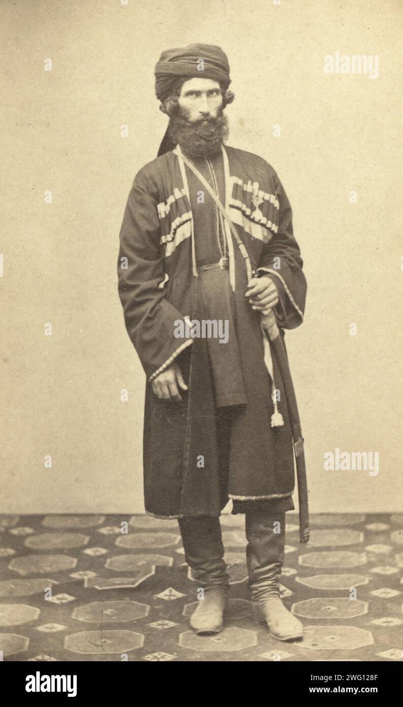 Full-length portrait of Transcaucasian man, standing, facing front ...