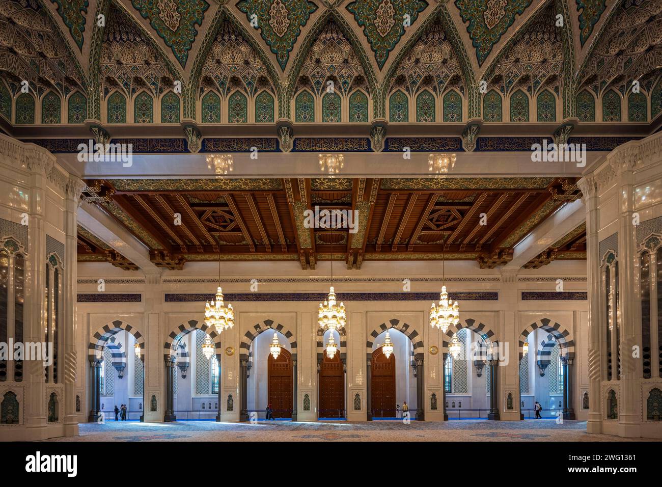 Sultan Qaboos Grand Mosque, prayer hall for men, Muscat, Oman Stock ...