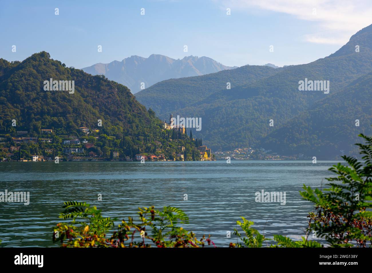 Church Santa Maria del Sasso with Trees Branches on the Mountain Side ...