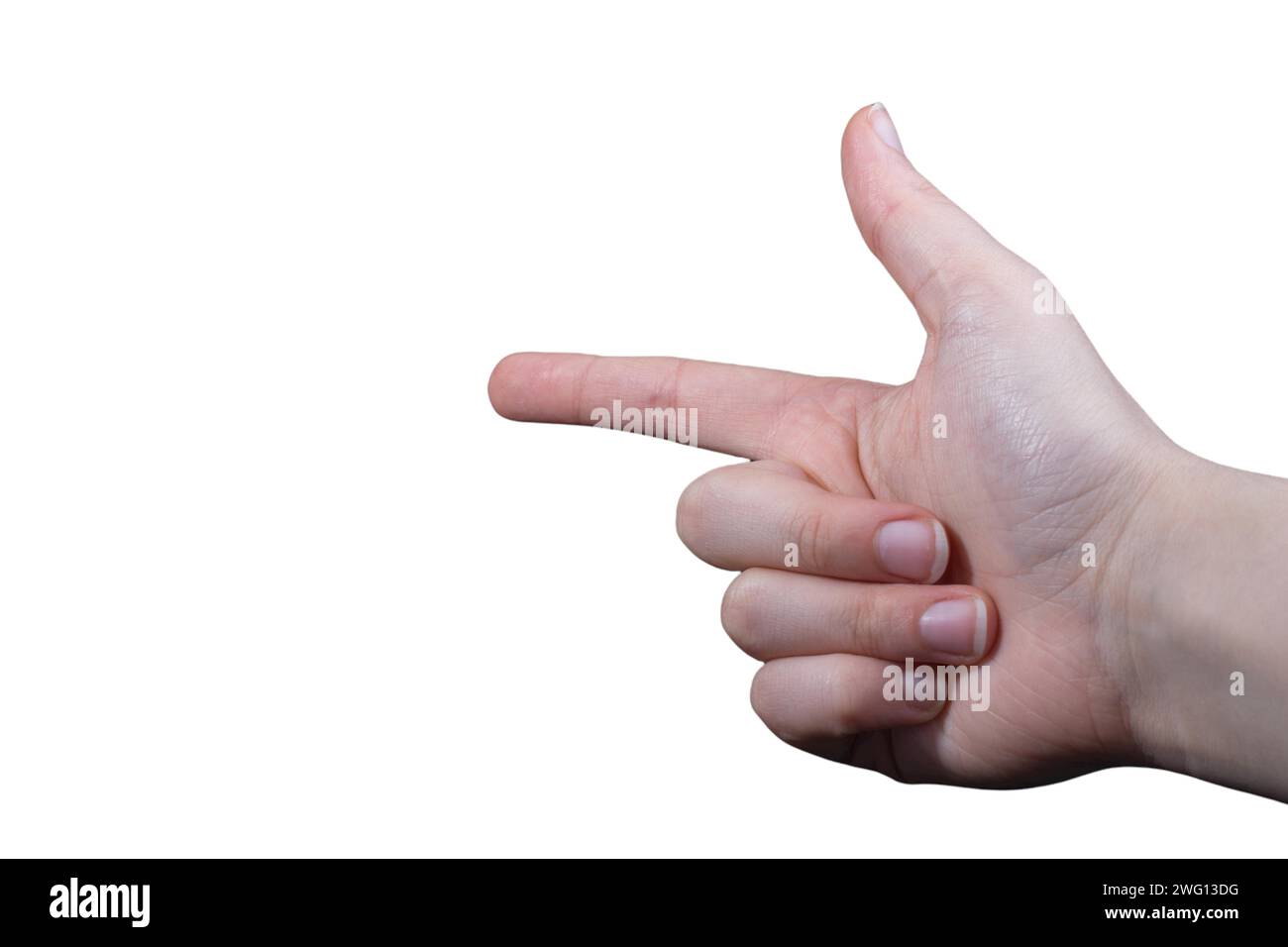 Woman hand isolated on white background showing hand gestures Stock ...