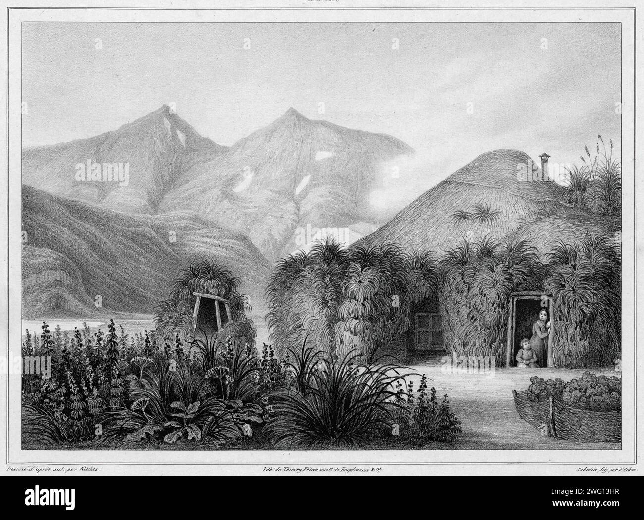 Dwelling at Unalaska, Aleutian Islands, 19th century. One of 65 ...