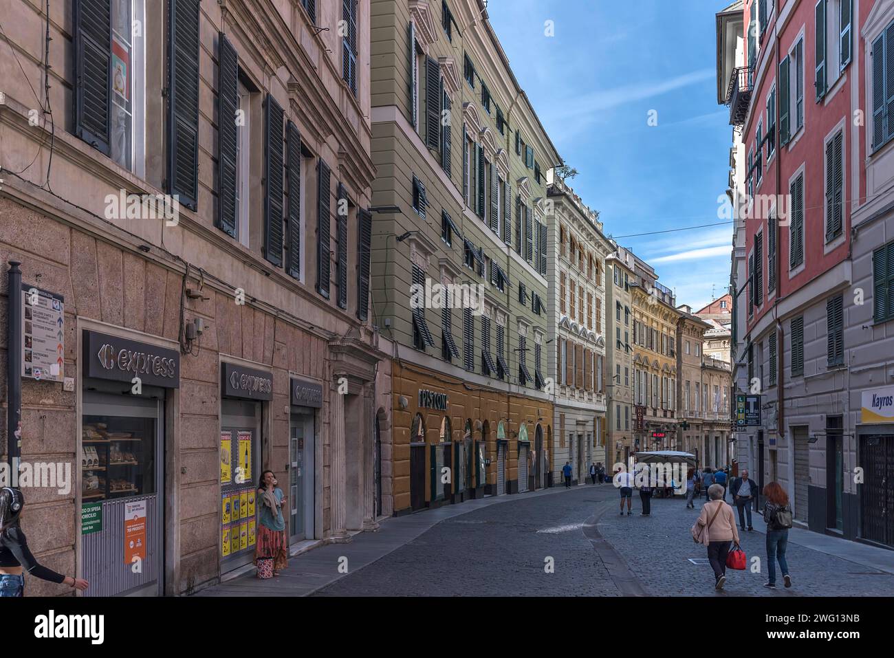 Historic residential buildings in the centre of Genoa, Italy Stock ...