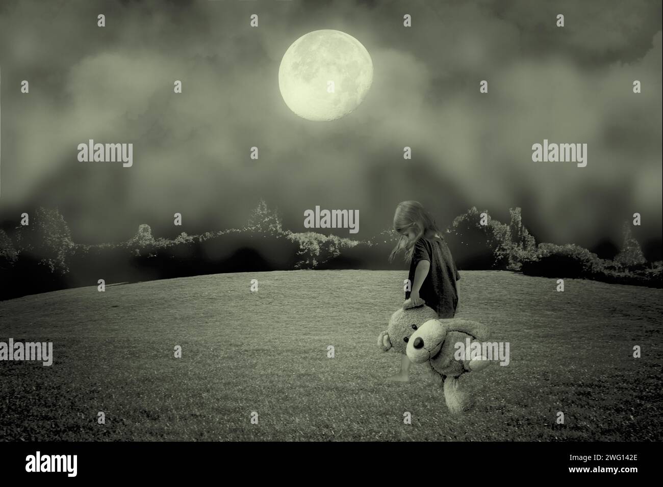 Sleepwalking child at full moon Stock Photo - Alamy