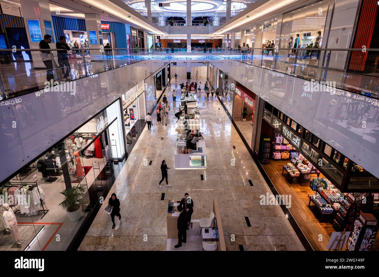 Interior view, multi-storey Nakheel Luxury Shopping Mall, Palm Jumeirah luxury shopping centre ...