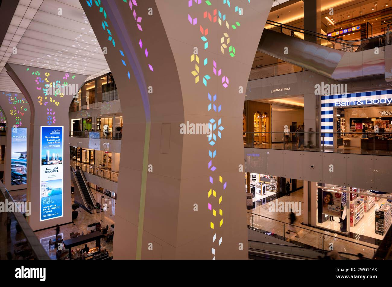 Interior view, multi-storey Nakheel Luxury Shopping Mall, Palm Jumeirah ...