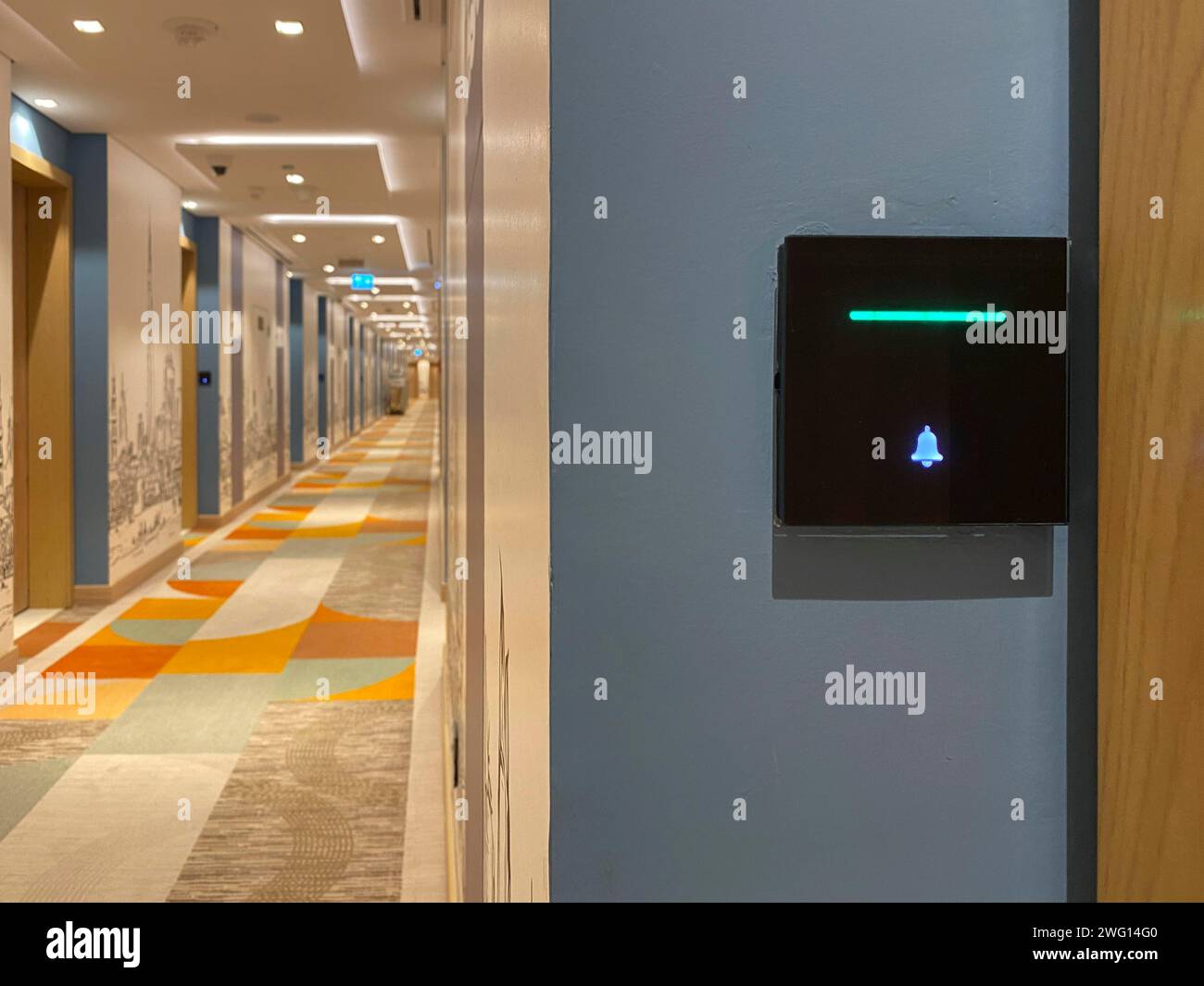 Interior view control panel doorbell, room service, room service ...