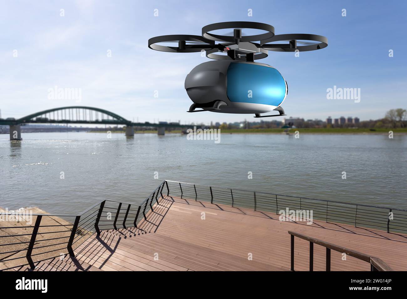 3d illustration of transportation drone flying Stock Photo - Alamy