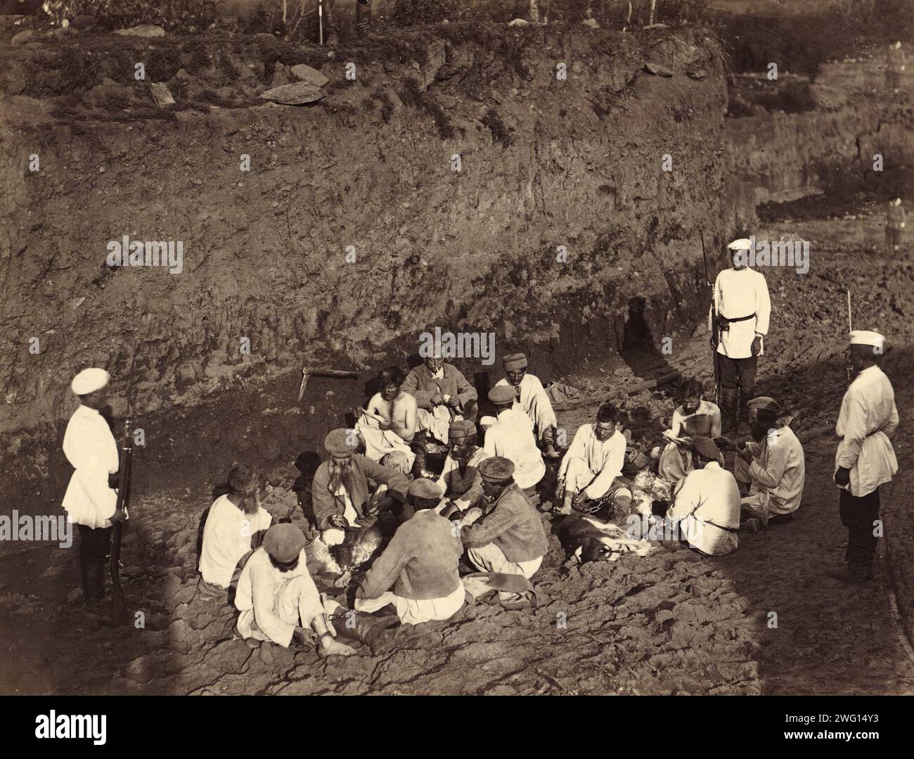 Hard Labor Convicts at Rest in the Pit, 1891. One of 74 views taken in ...
