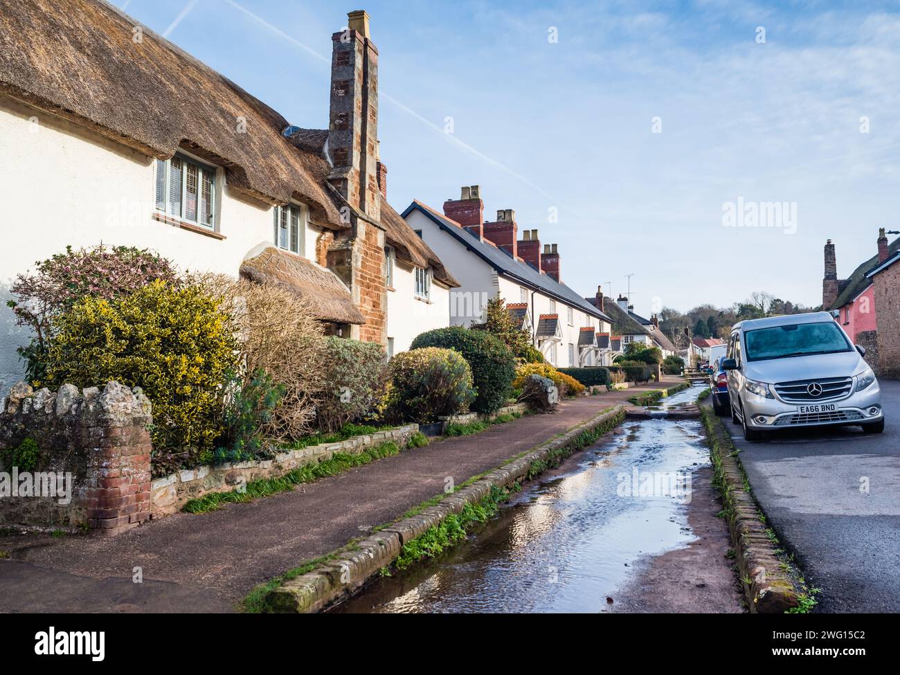 Otterton Village High Street in Winter Stock Photo - Alamy