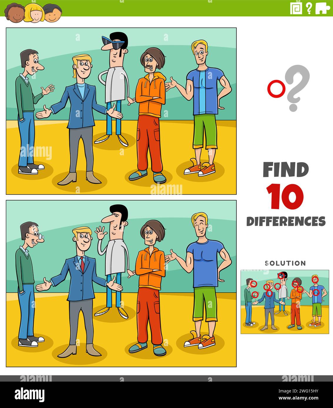 Cartoon illustration of finding the differences between pictures ...