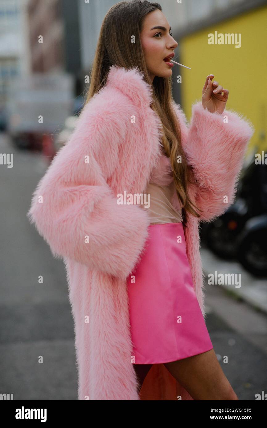 Paris, France. 24th Jan, 2024. Street style, Mara Lafontan arriving at ...