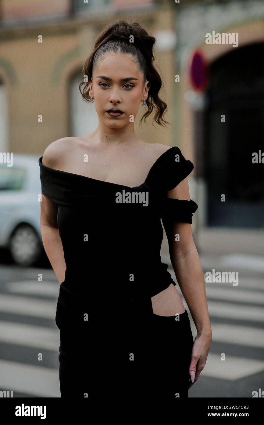 Paris, France. 24th Jan, 2024. Street style, Maeta arriving at Viktor ...