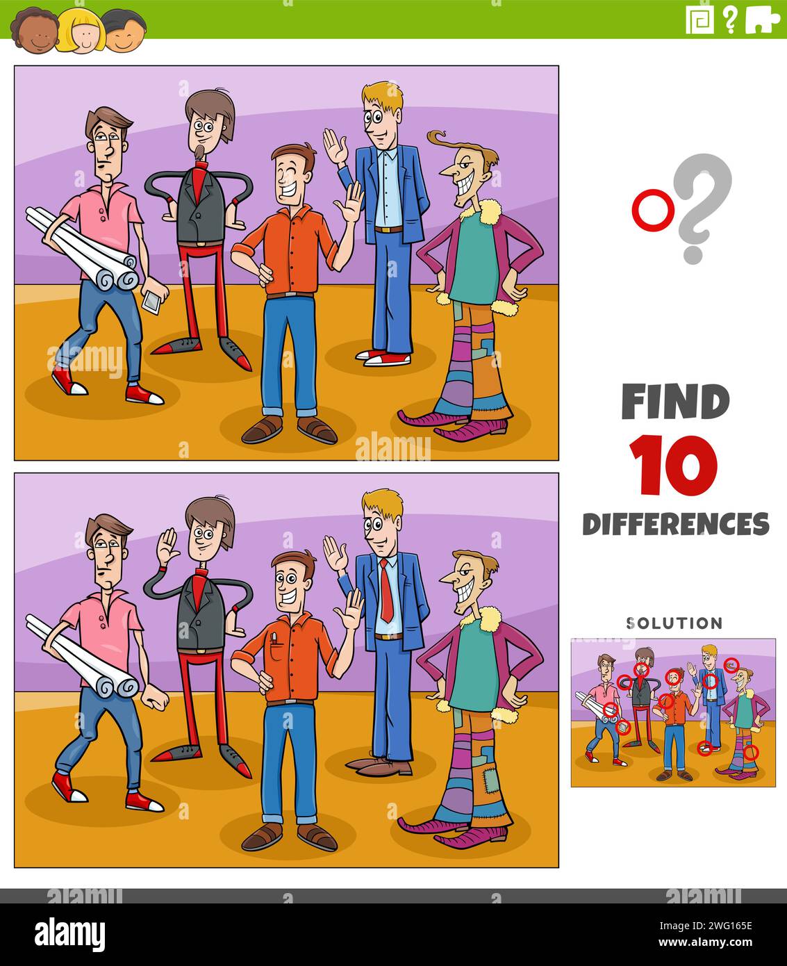 Cartoon illustration of finding the differences between pictures ...