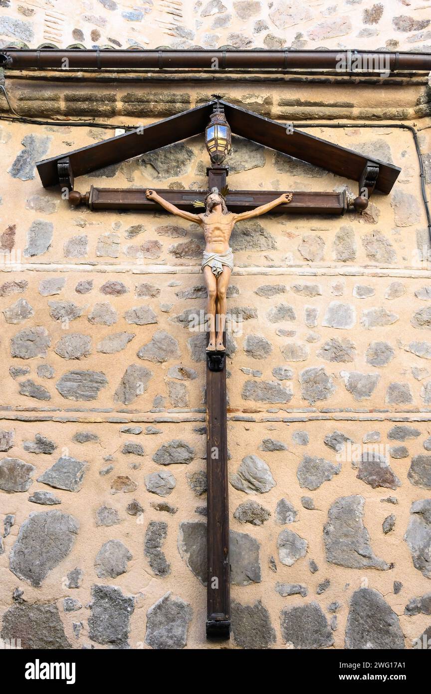 Jesus Christ In The Cross, Catholic decoration outside medieval church ...