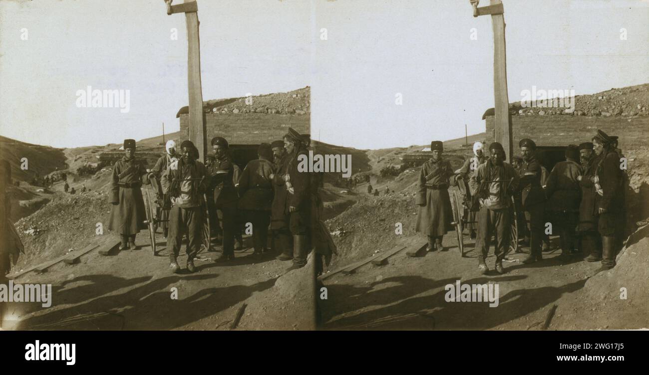 Carrying wounded Russian in a jinriksha from the front down to the ...