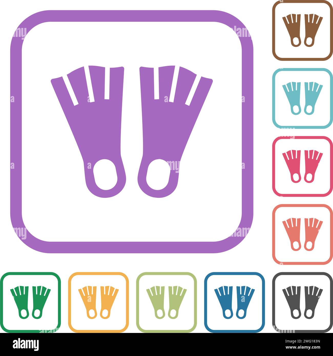 Flippers simple icons in color rounded square frames on white background Stock Vector Image ...