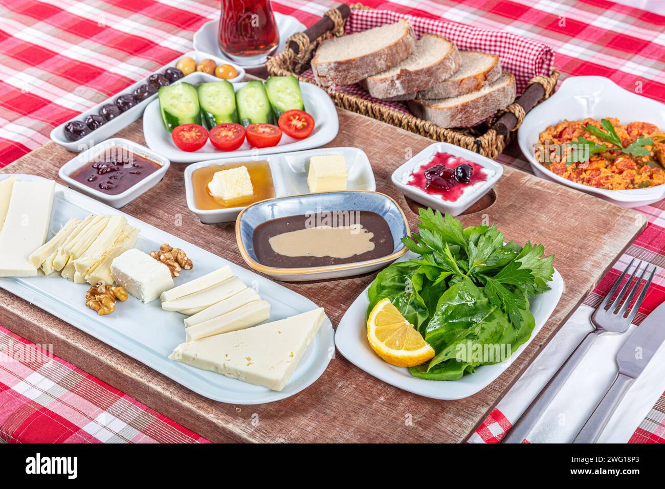 Turkish Cuisine Breakfast Plate. Traditional delicious Turkish ...