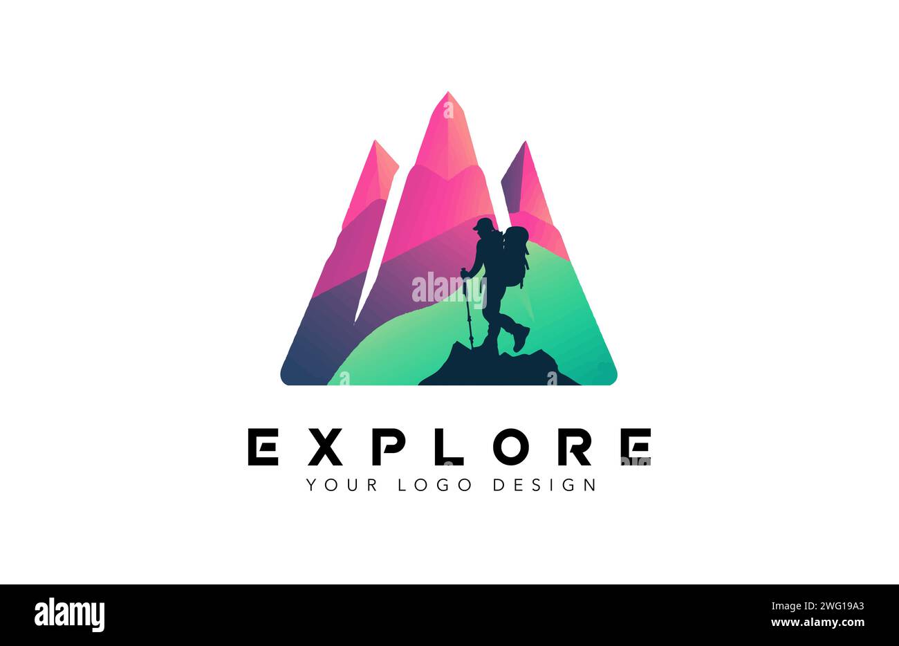Adventure and Exploring Logo Design Concept, Hiker hiking logo design ...