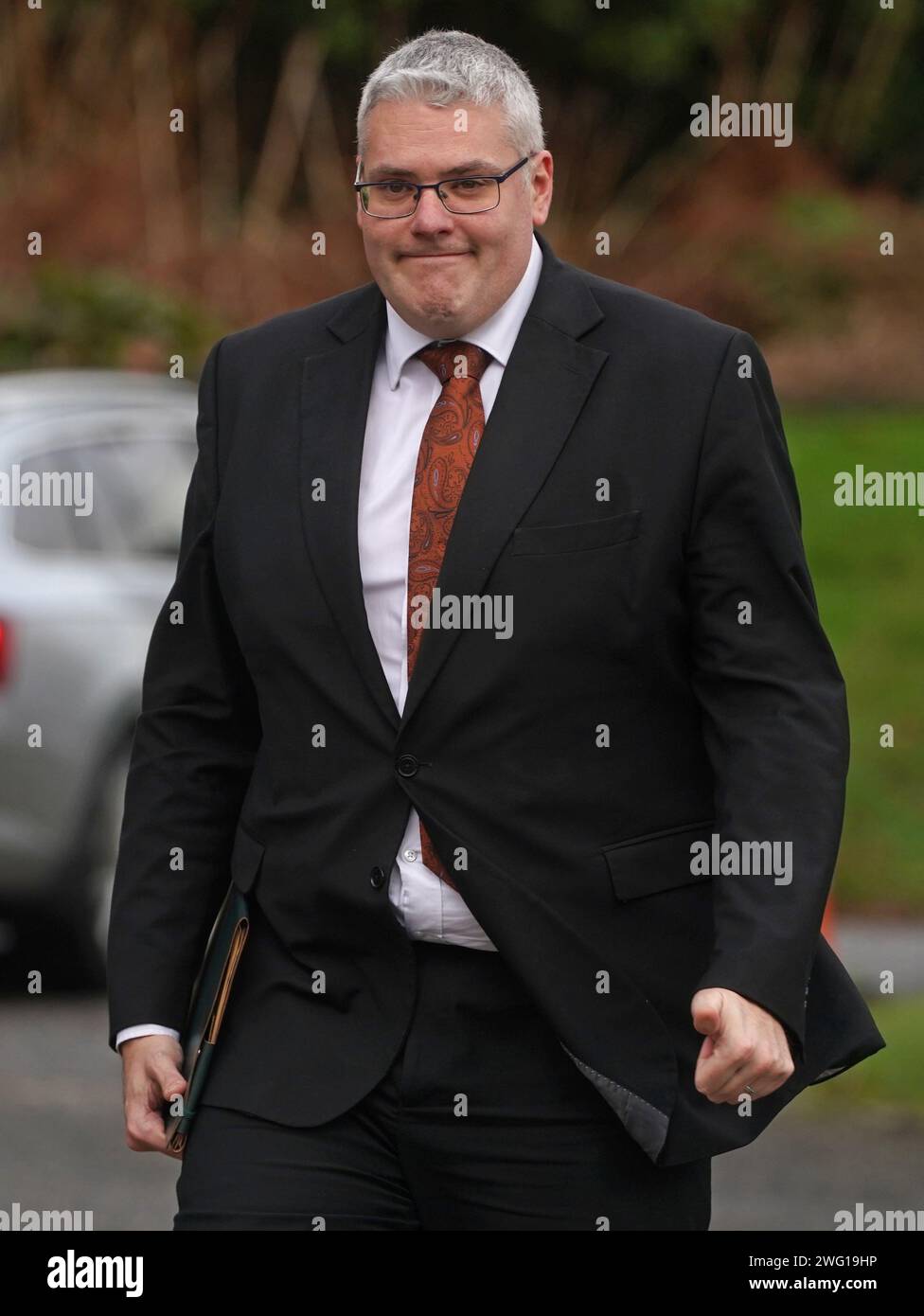 Deputy Leader of the DUP Gavin Robinson, arriving at Stormont Castle, Belfast, as political ...