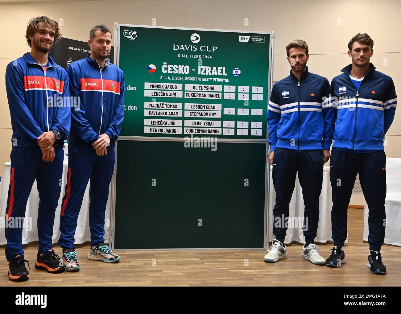 Vendryne, Czech Republic. 02nd Feb, 2024. Davis Cup qualification draw ...