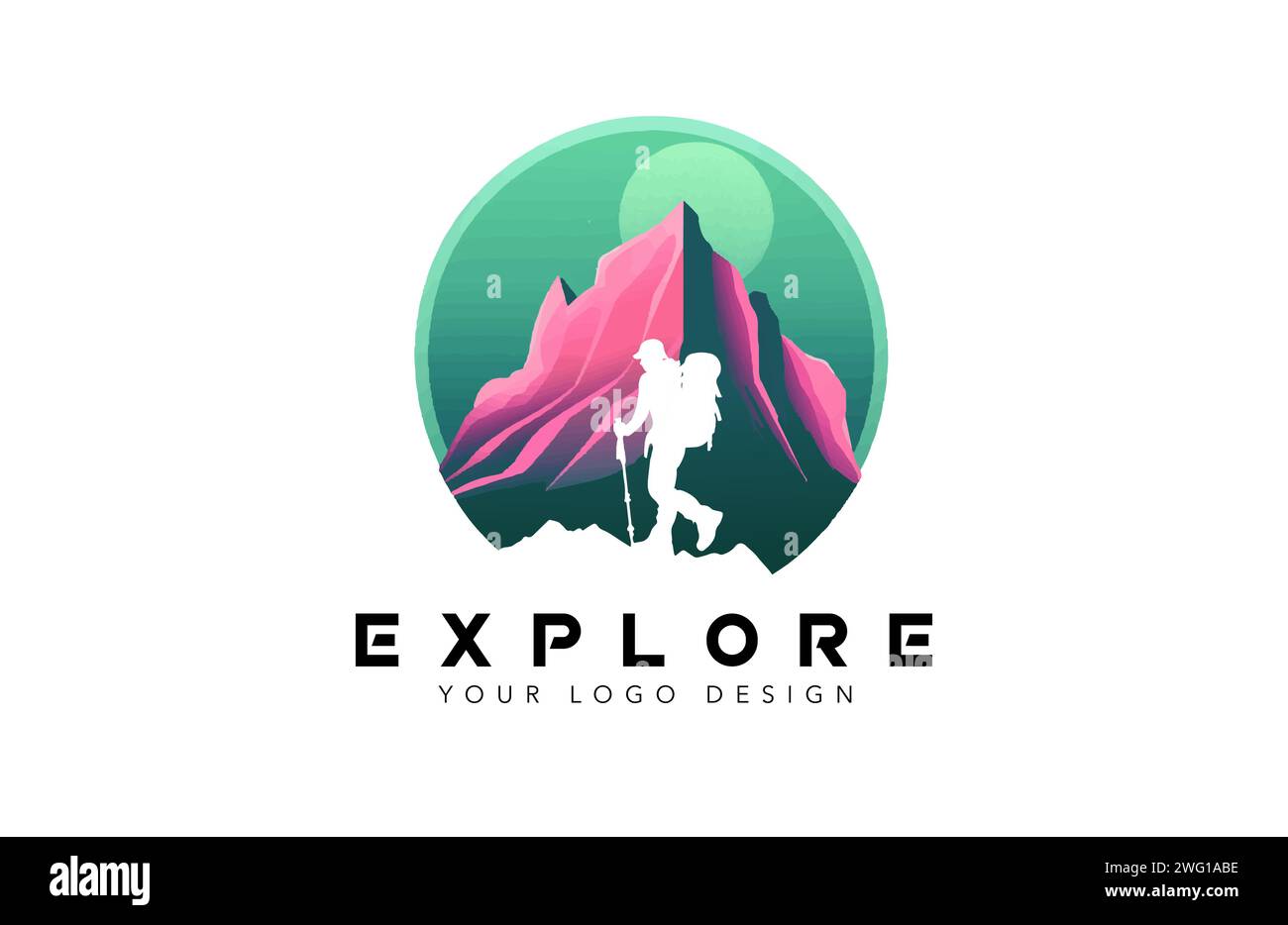 Adventure and Exploring Logo Design Concept, Hiker hiking logo design ...