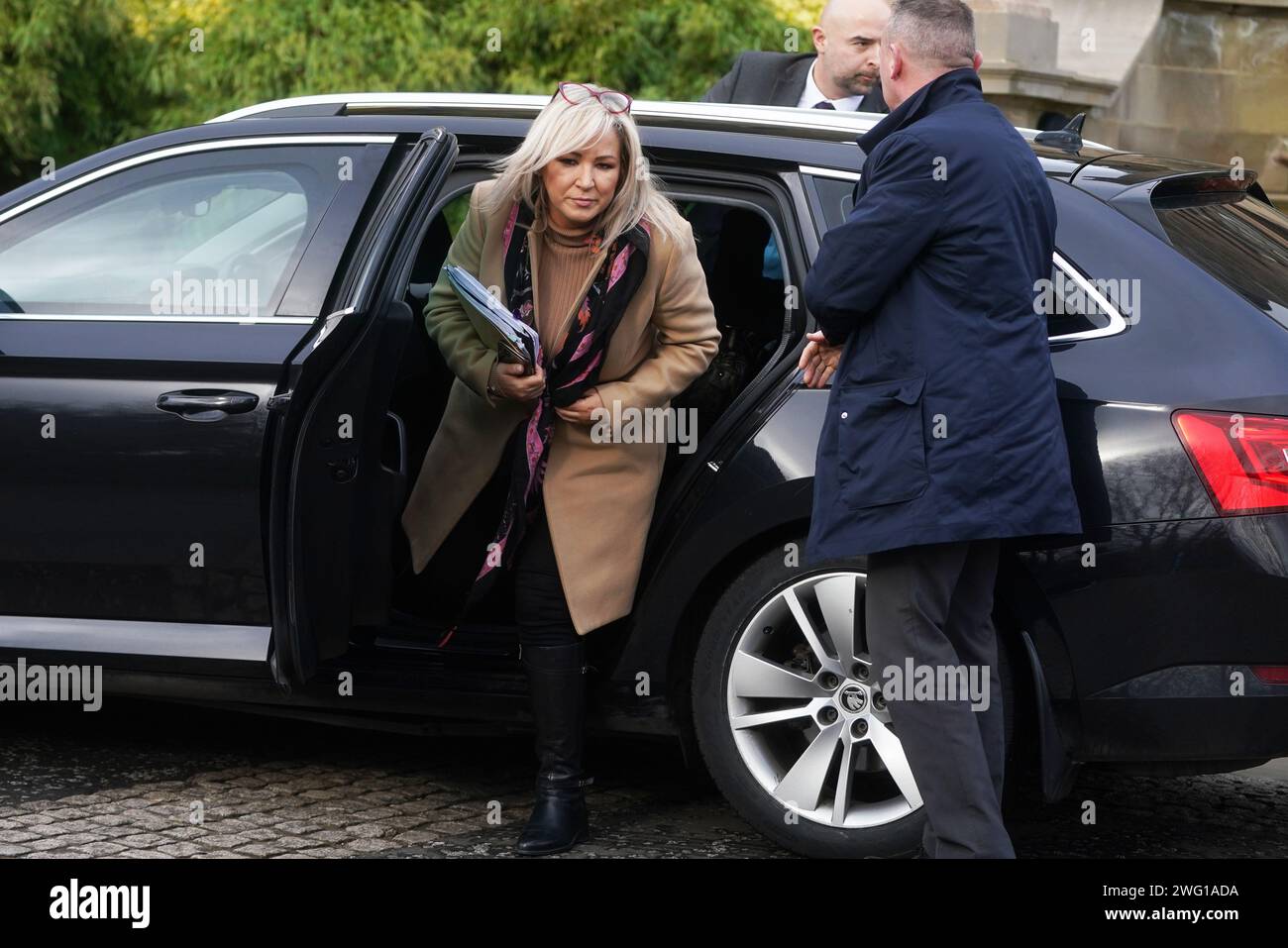 Sinn Fein vice-president Michelle O'Neill, arriving at Stormont Castle ...