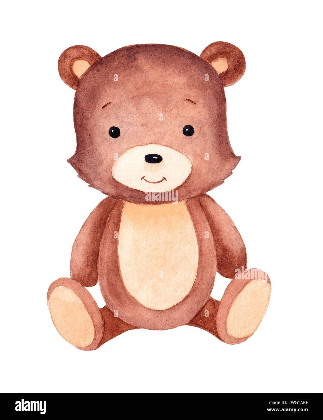 Watercolor illustration of a cute bear isolated on a white background ...