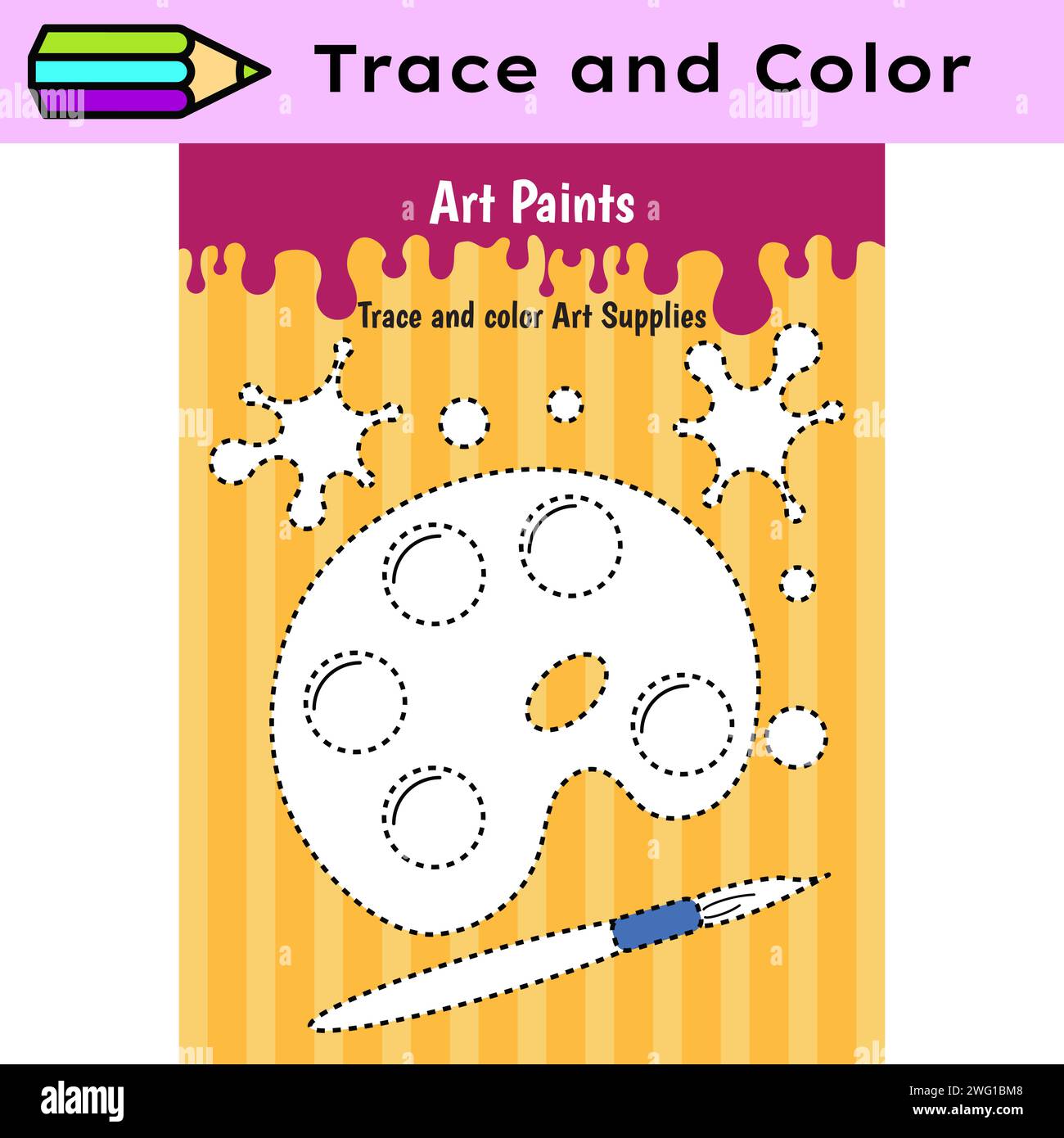 Pen tracing lines activity worksheet for children. Pencil control for ...