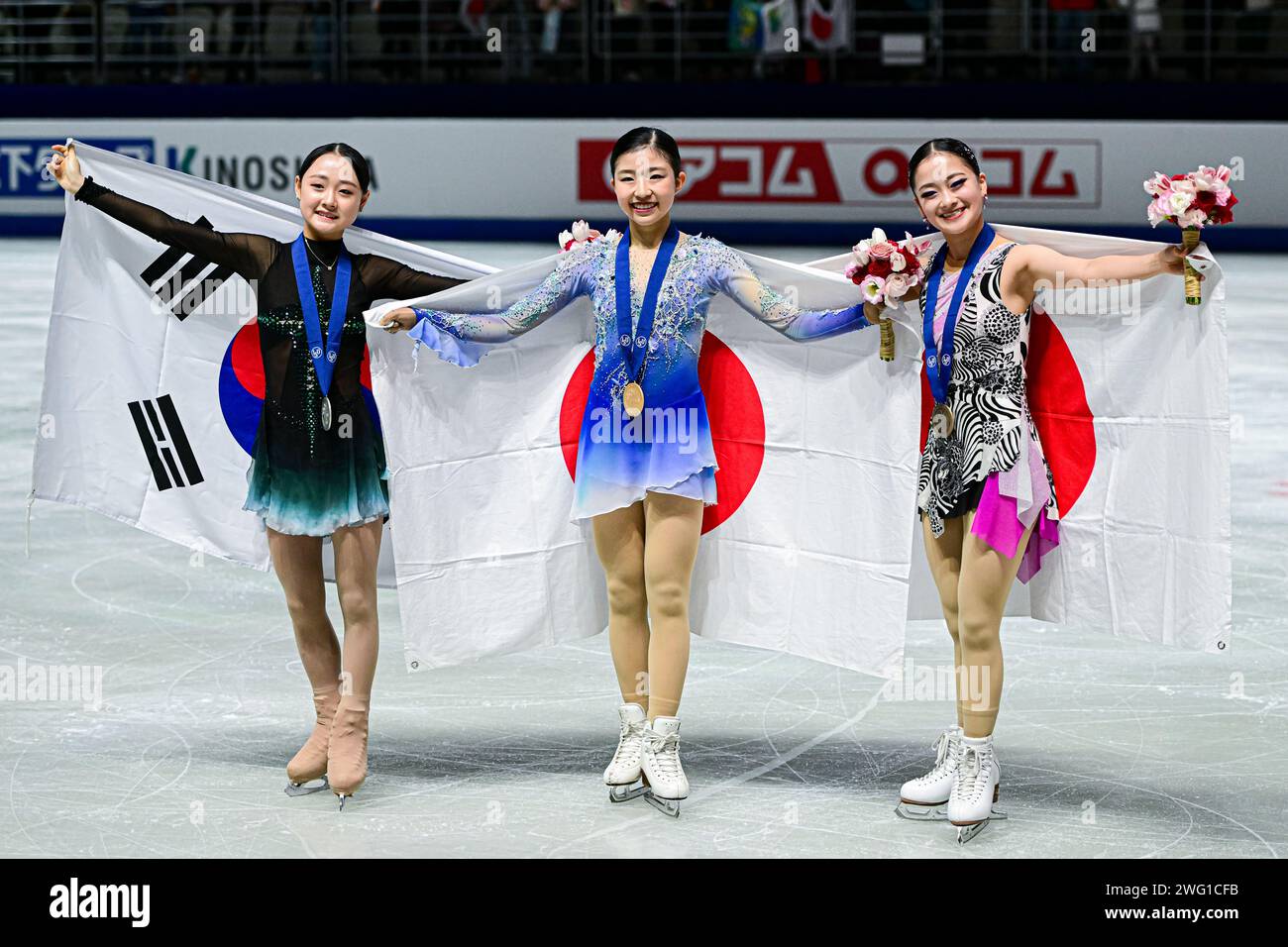 Women Awards, L-R, Chaeyeon KIM (KOR) second place, Mone CHIBA (JPN ...