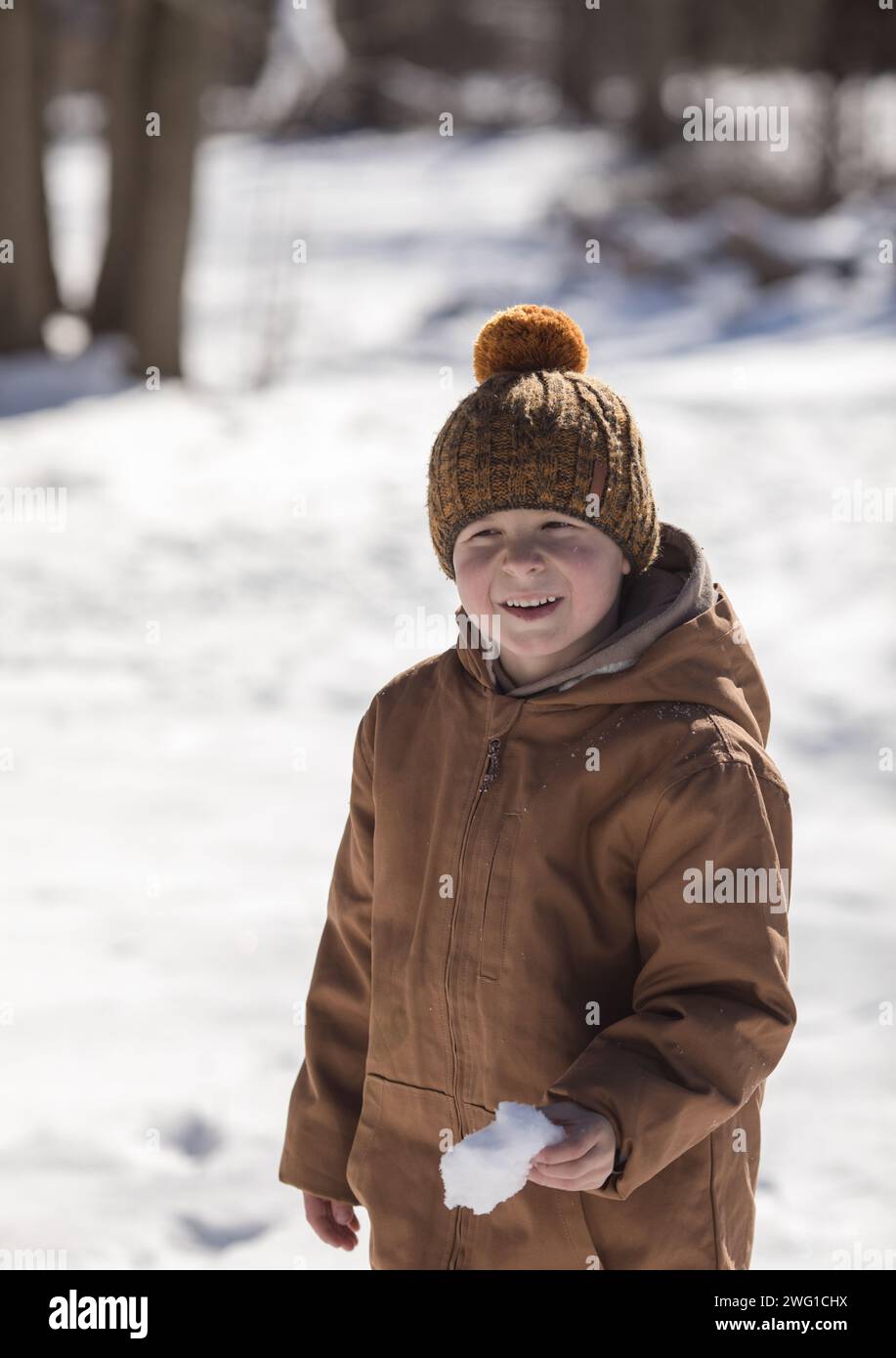 Winter portrait of kid boy. Active outoors leisure with children in ...