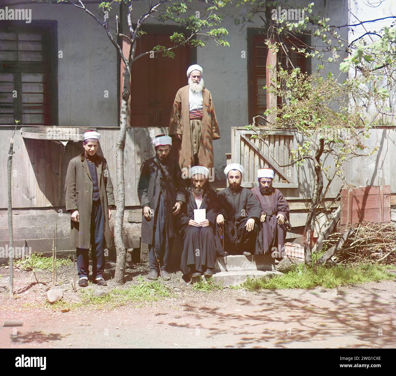 Mullahs in mosque, Azizia, Batum, between 1905 and 1915. In the middle ...
