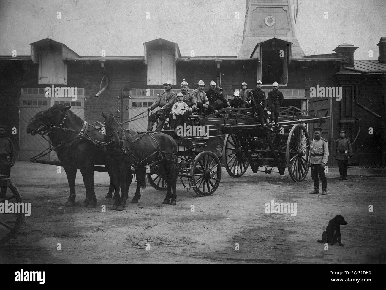 Horse-Drawn Departure of a Fire Ladder, early 20th century. Relates to ...