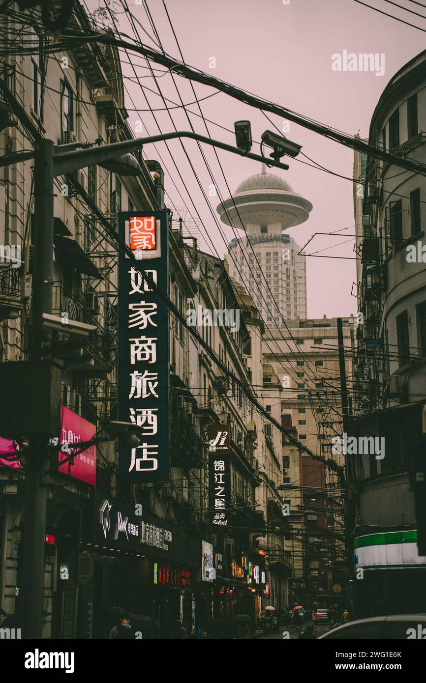Chinese signes and light poles in Shanghai, China Stock Photo - Alamy