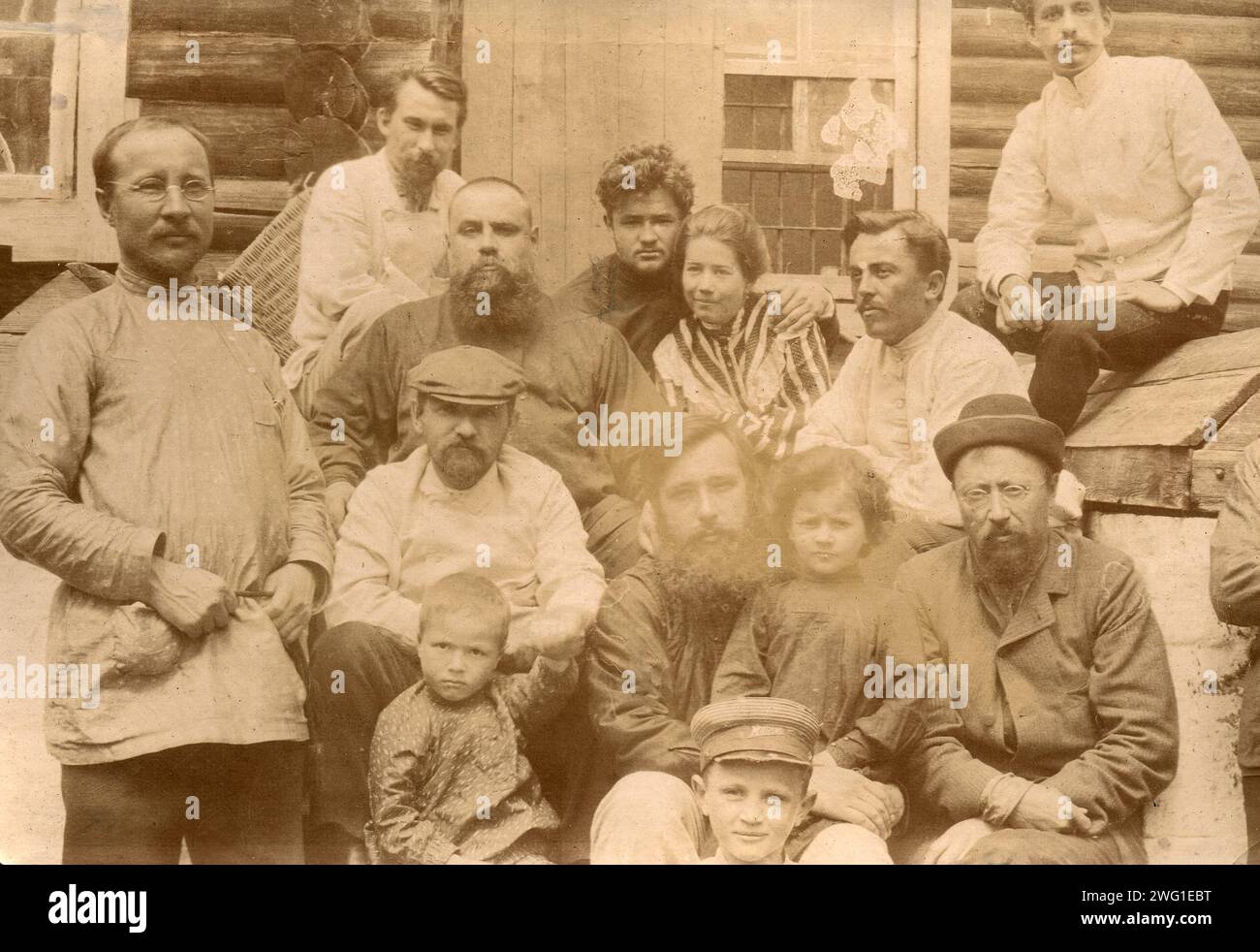 A Group Portrait of Convicts with Children, 1906-1911. This photograph ...