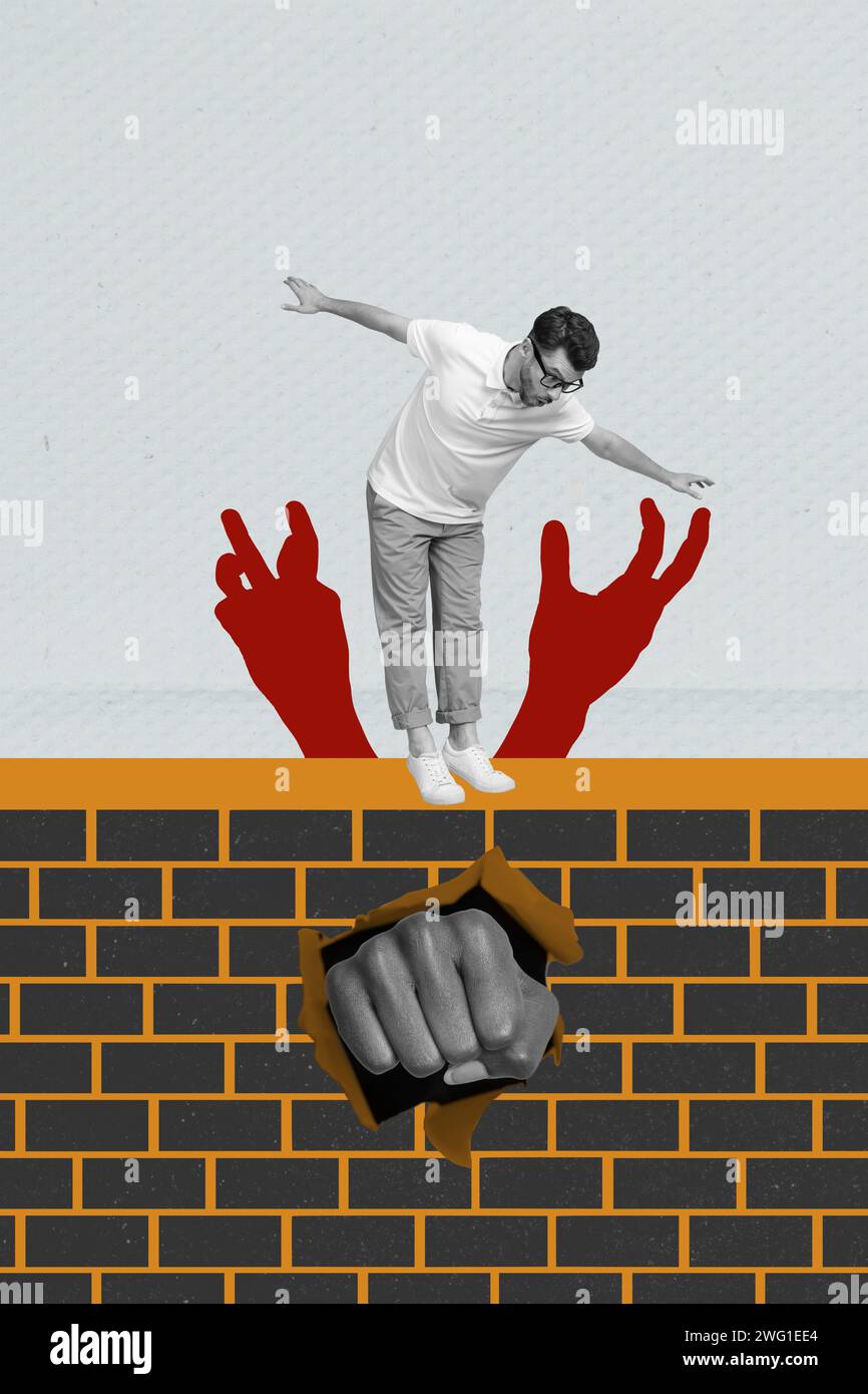 Creative 3d photo artwork graphics collage painting of scared ...