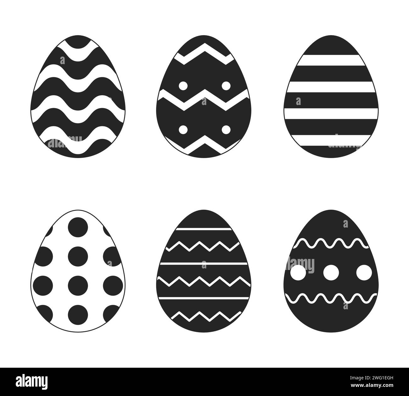 Springtime painted eggs black and white 2D line cartoon objects set Stock Vector Image & Art - Alamy