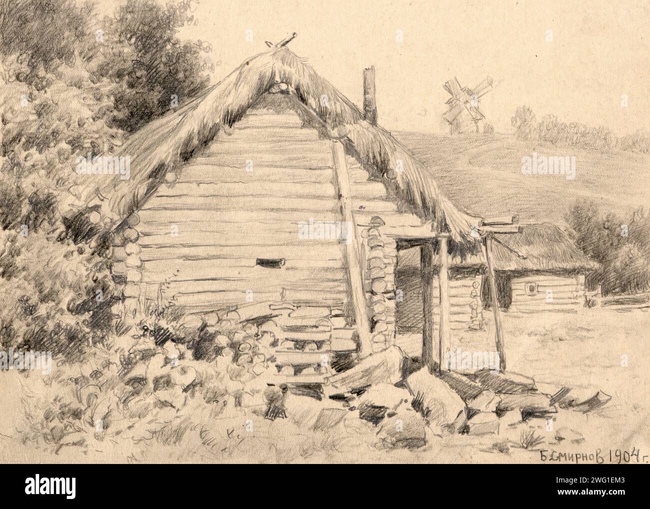 Shed in a Village near the Ural Mountains, 1904. Boris Vasilievich ...
