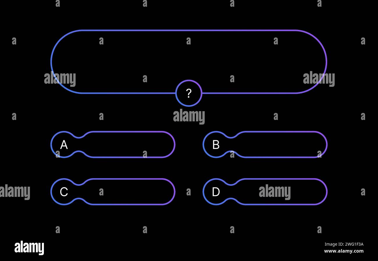 Quiz test game template. Multiple choice questions. Used in answer ...