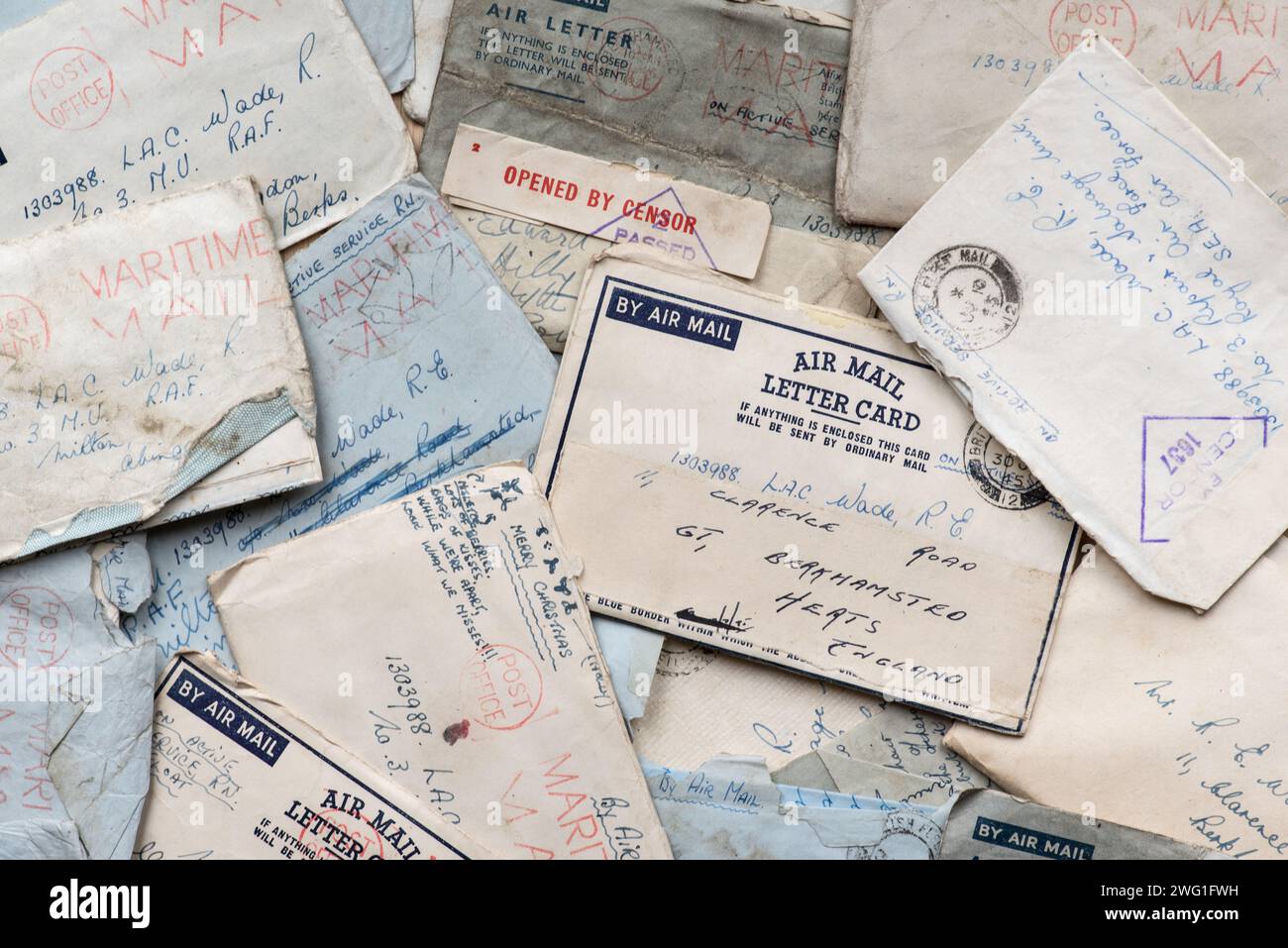 WW2 air mail letters via Maritime mail from a Wren to an RAF gentleman ...