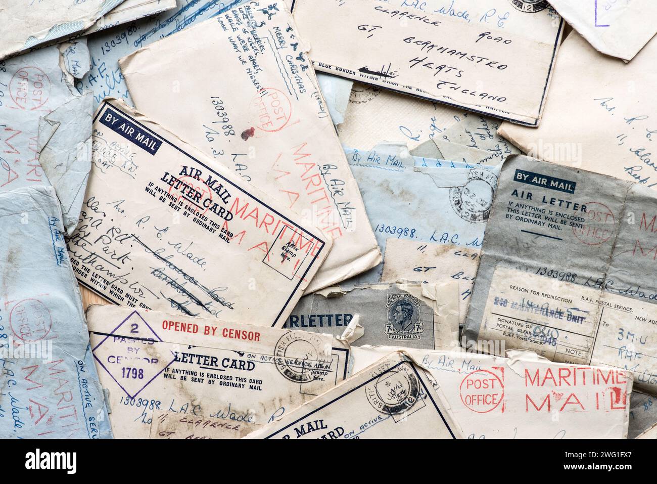 WW2 air mail letters via Maritime mail from a Wren to an RAF gentleman ...