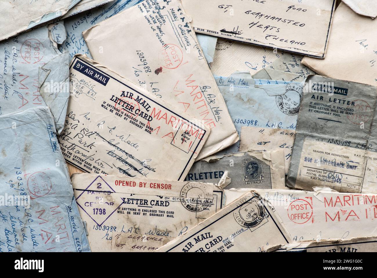WW2 air mail letters via Maritime mail from a Wren to an RAF gentleman ...
