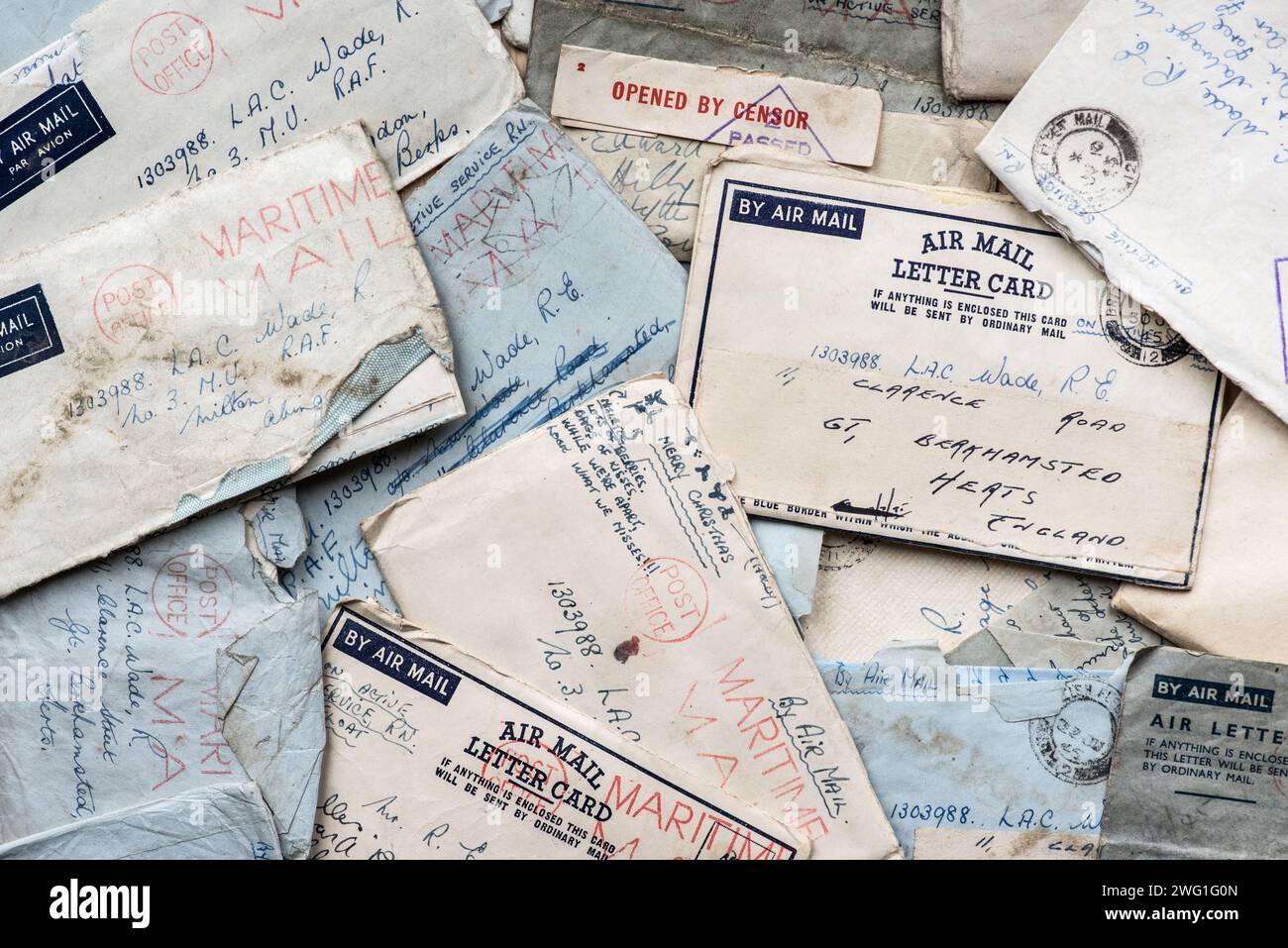 WW2 air mail letters via Maritime mail from a Wren to an RAF gentleman ...