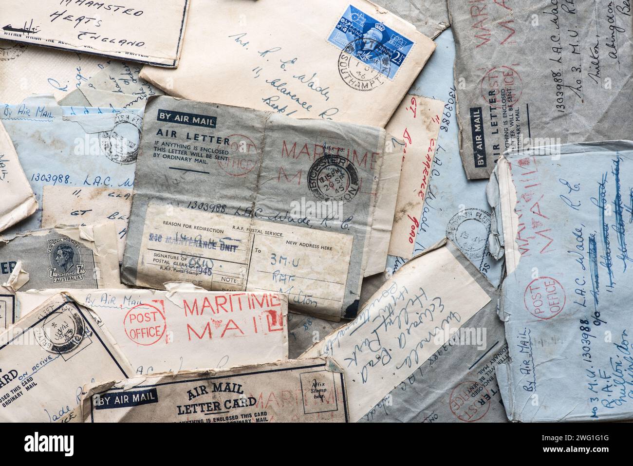 WW2 air mail letters via Maritime mail from a Wren to an RAF gentleman ...