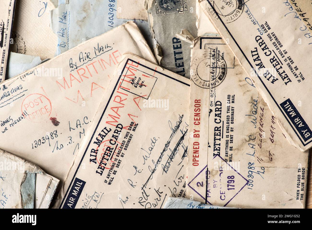 WW2 air mail letters via Maritime mail from a Wren to an RAF gentleman ...