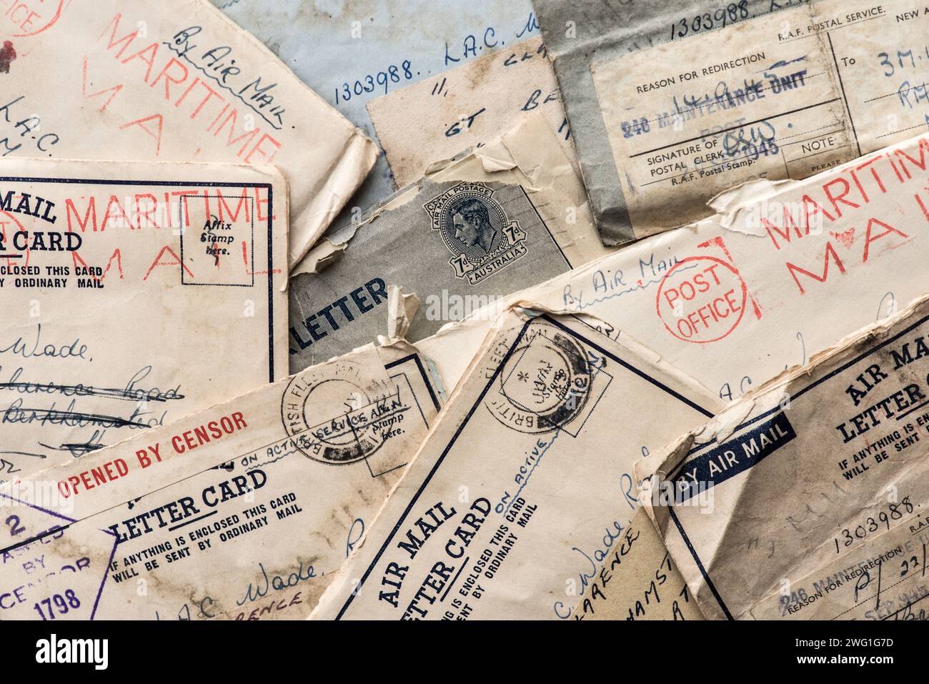 WW2 air mail letters via Maritime mail from a Wren to an RAF gentleman ...